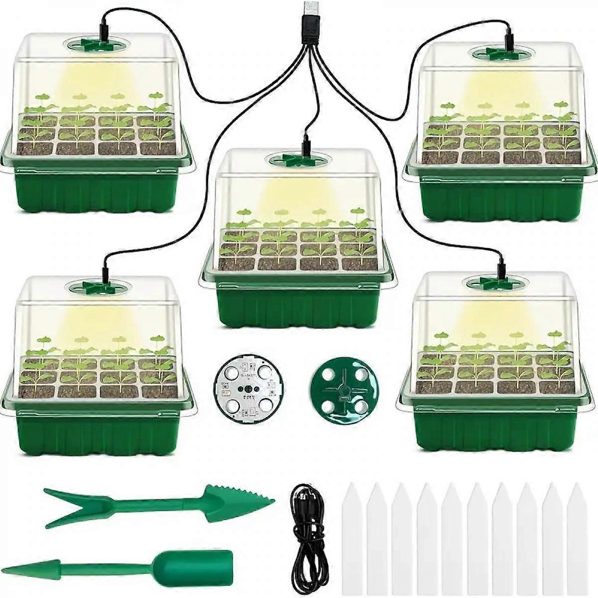 Self-Watering Seed Starter Tray - Kit with Grow Light and Humidity Dome ...