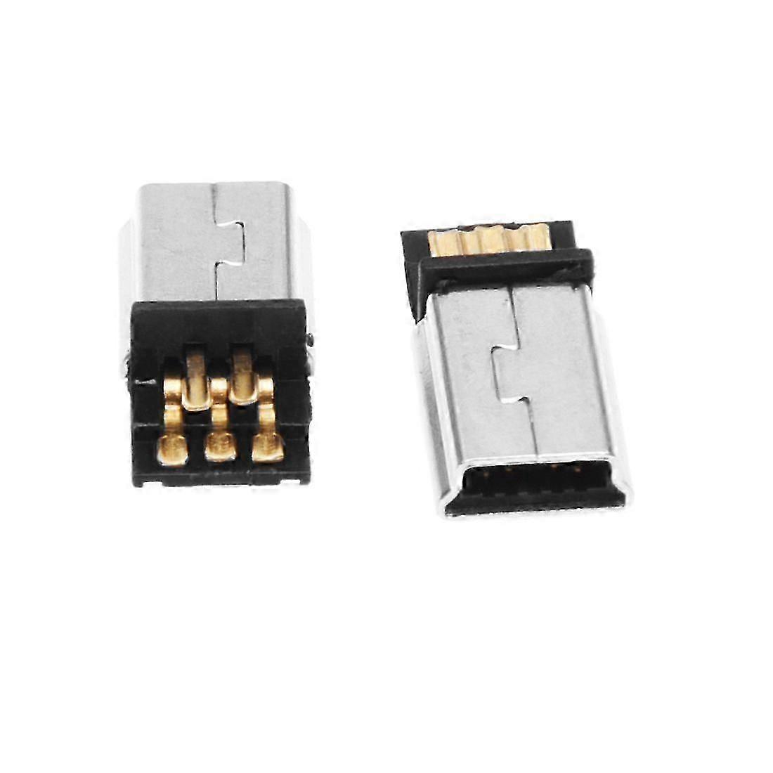 10 Pcs Mini USB 5 Pin Male Plug DIY Connector Silver Tone Dark Gray ...
