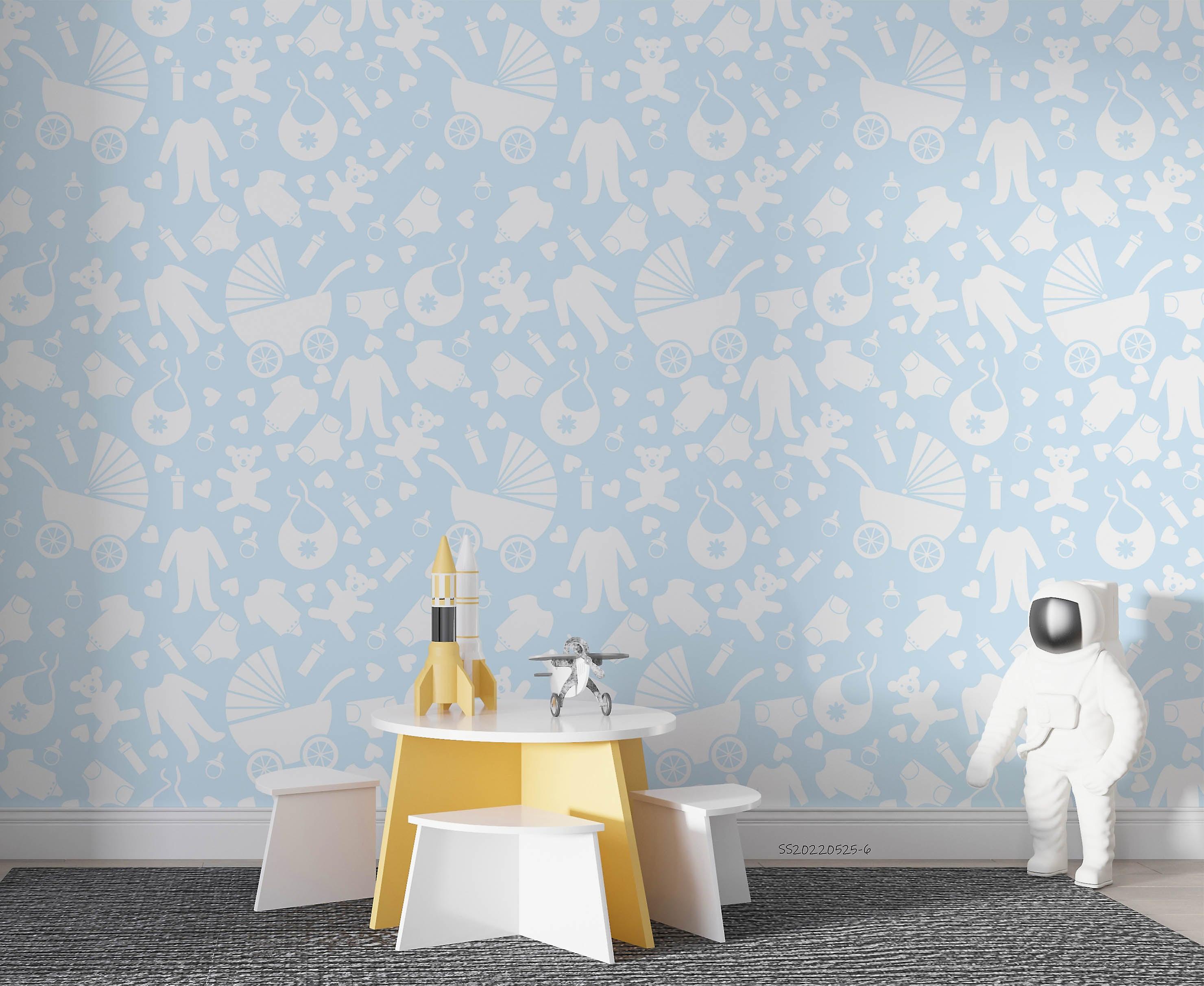 3d tecknad barn mönster vit blå väggmålning tapet gd 1330 | Fruugo SE