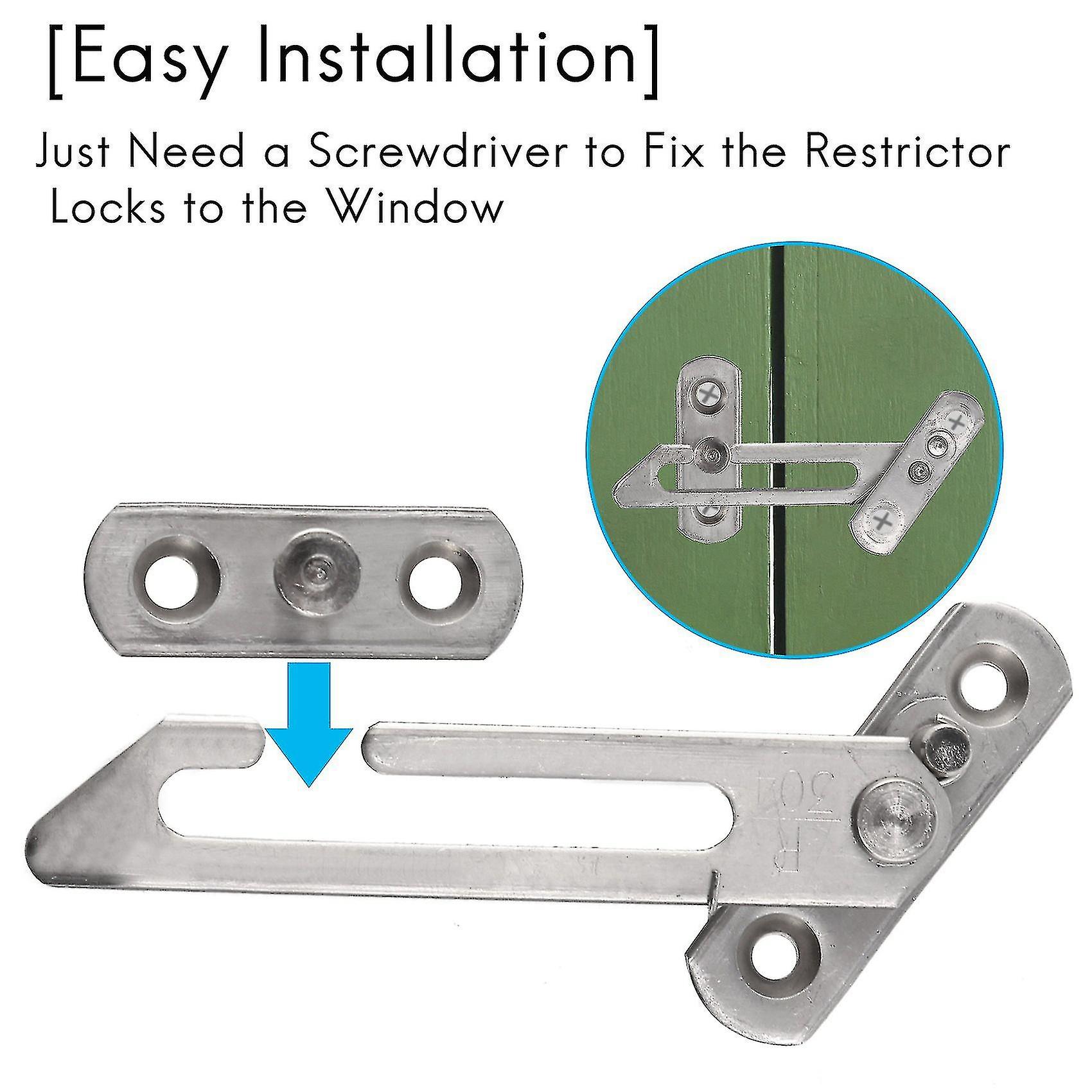 12 Pack Window Restrictor Locks Window Restrictor Hook Stainless Steel ...