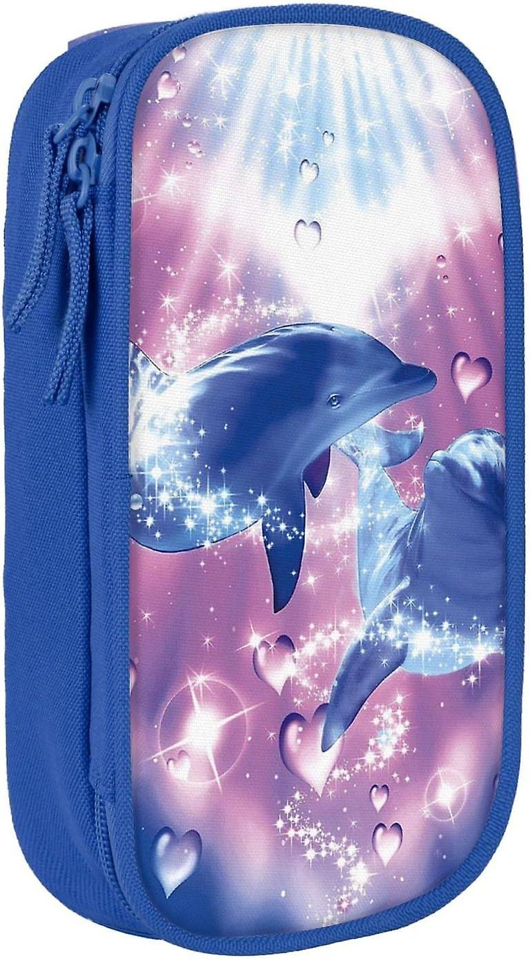 Dolphins in Love Pencil Case Pouch Pen Case Simple Stationery Bag ...