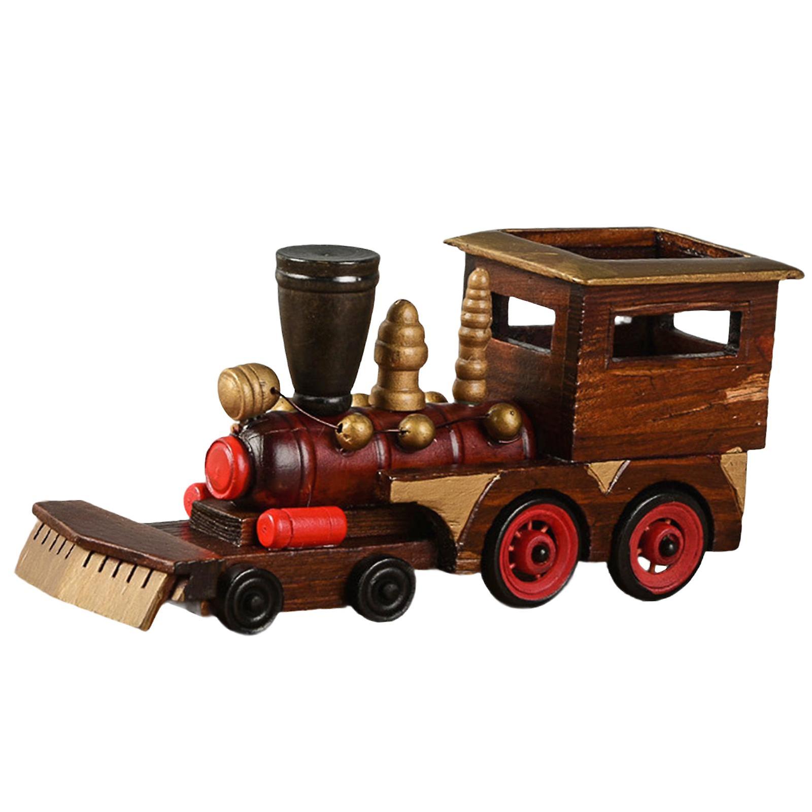 Desktop Train Model Wooden Steam Locomotive Train for Tabletop Xmas ...