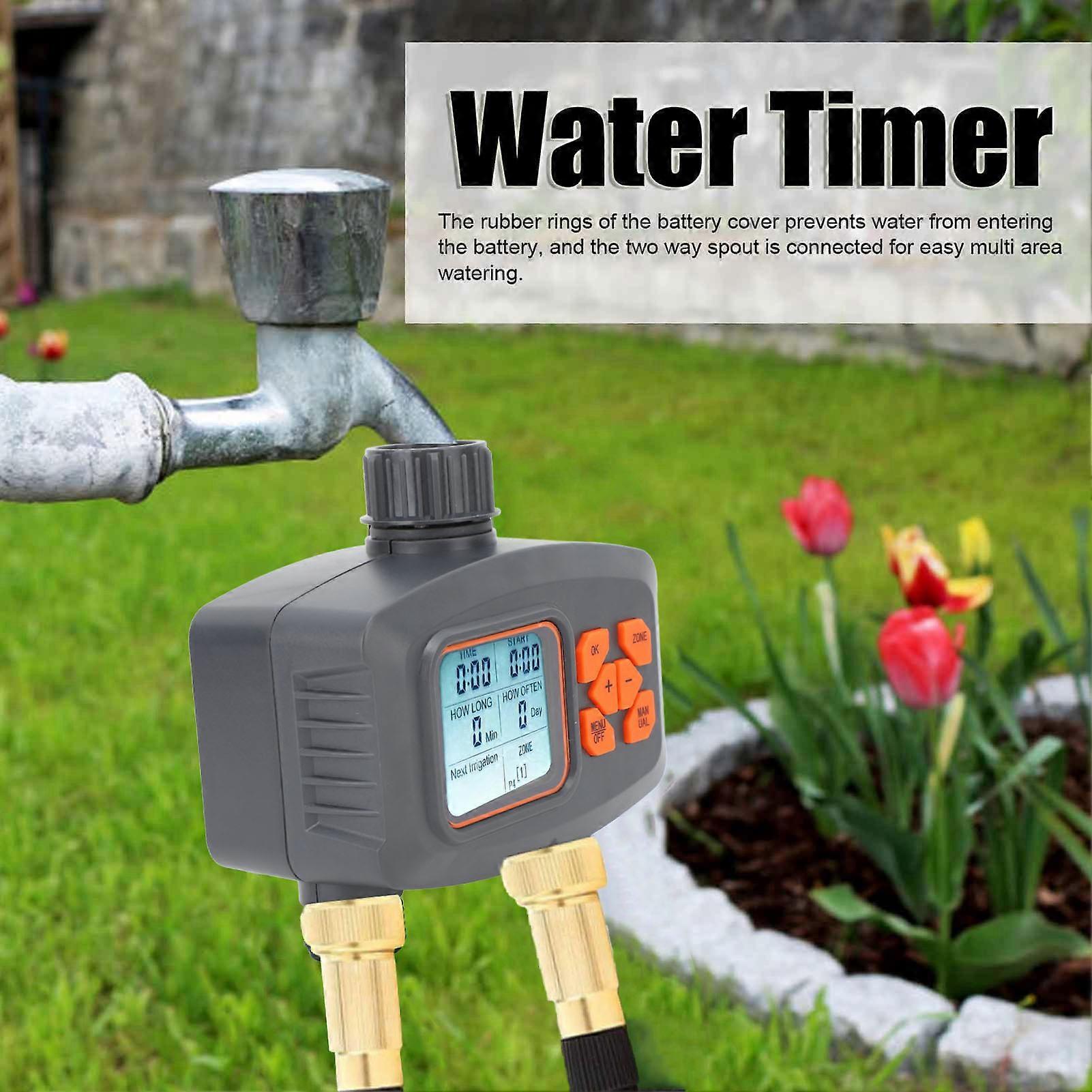 2 Outlet Hose Watering Timer 2 Zone Sprinkler Timer with Rain Sensor ...