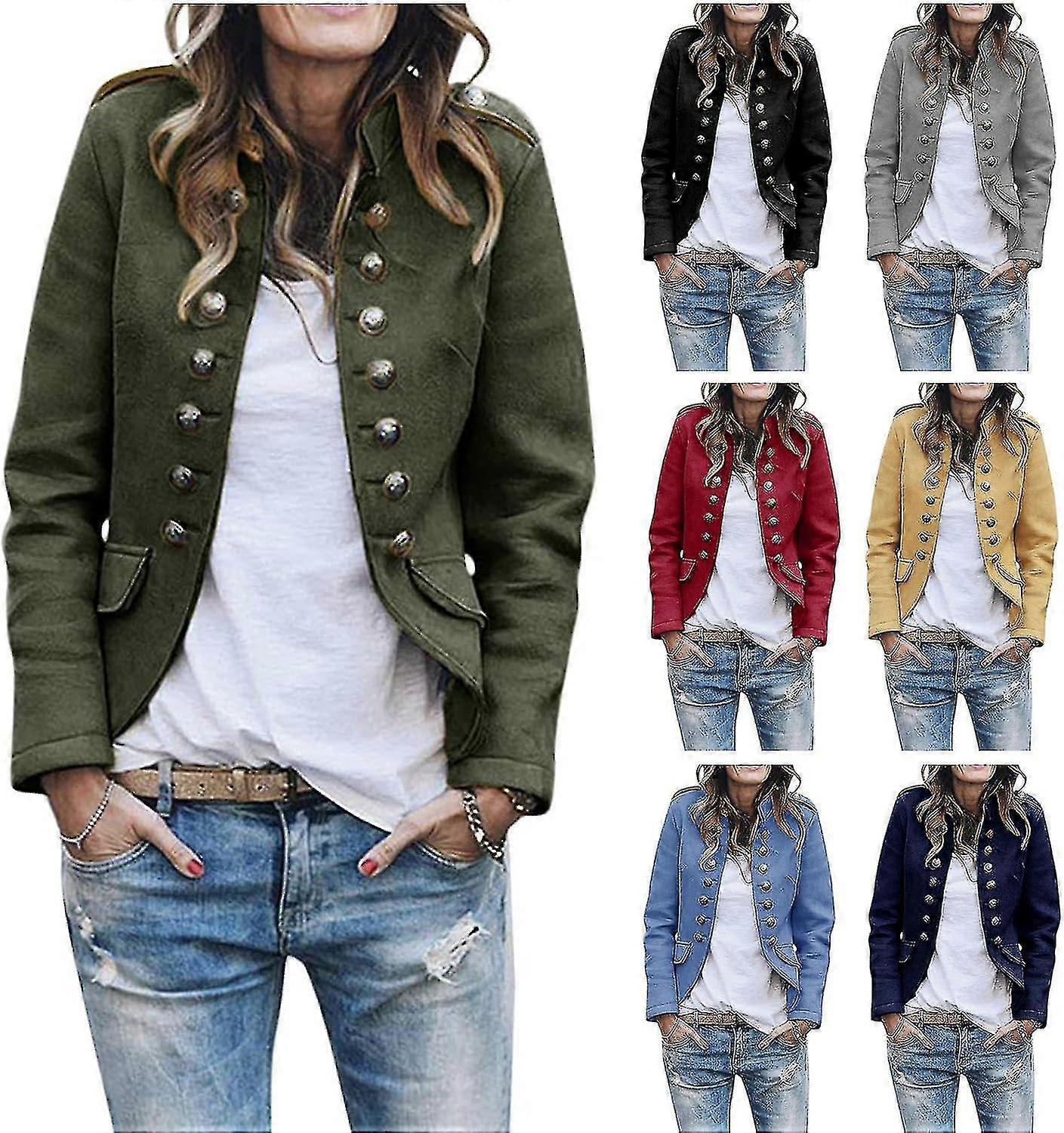 Women's Cardigan Jacket Suit Blended Double Breasted Blazer Short ...
