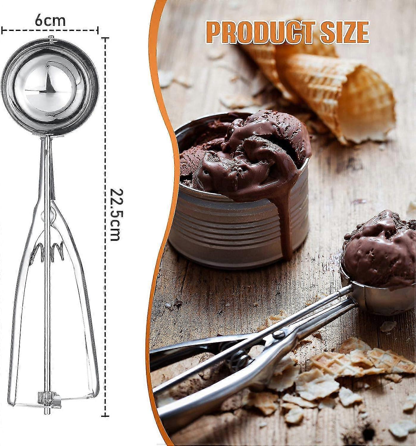 Ice Cream Scoop 6 cm Stainless Steel Cookie Scoop for Digging Ice Cream ...