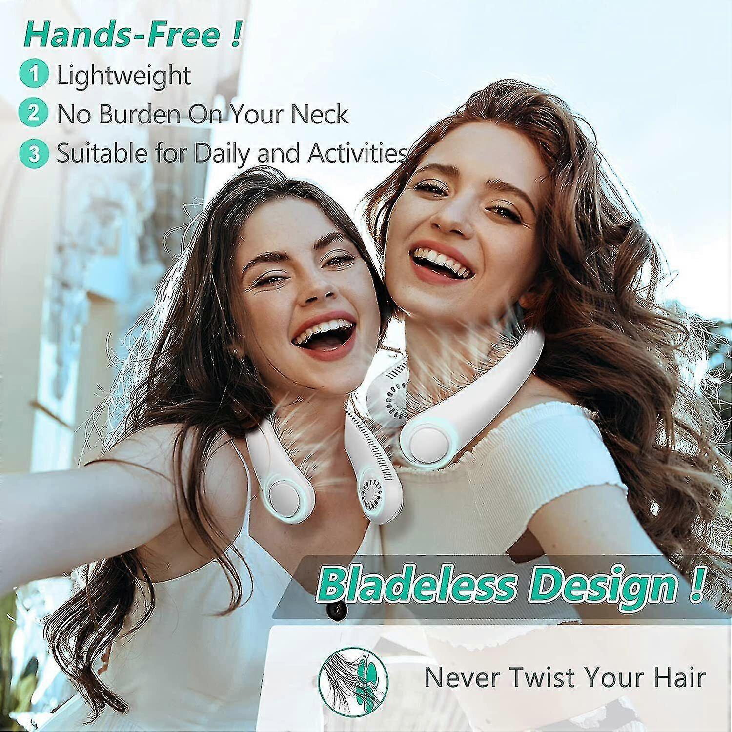 Portable Neck Fan, Hands Free Bladeless Fan, 4000 Mah Battery Operated ...