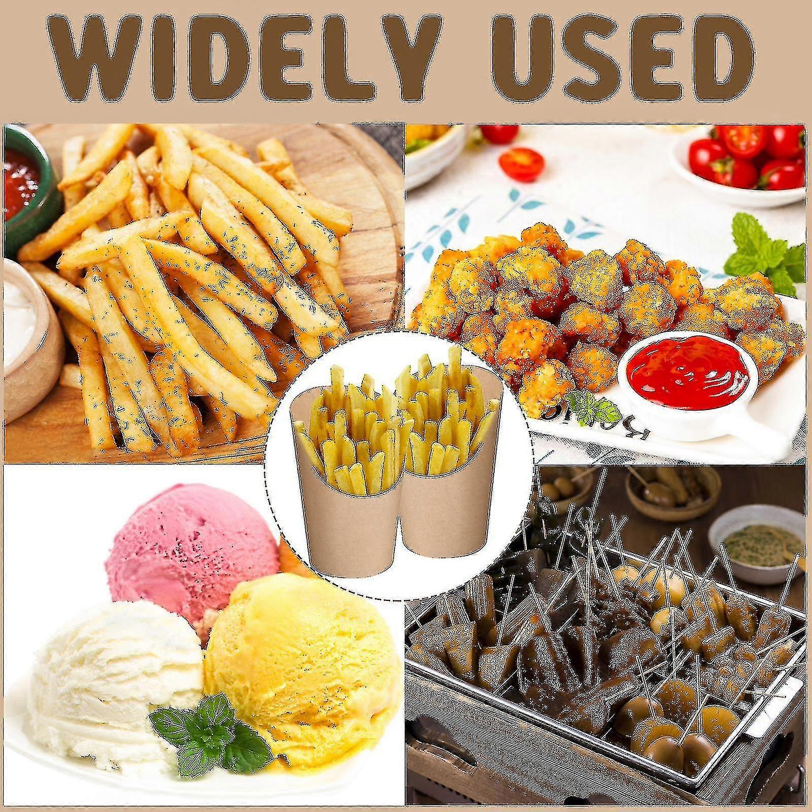 100 Pcs Fried Food French Fries Holder 14oz Disposable Slanted Fries ...