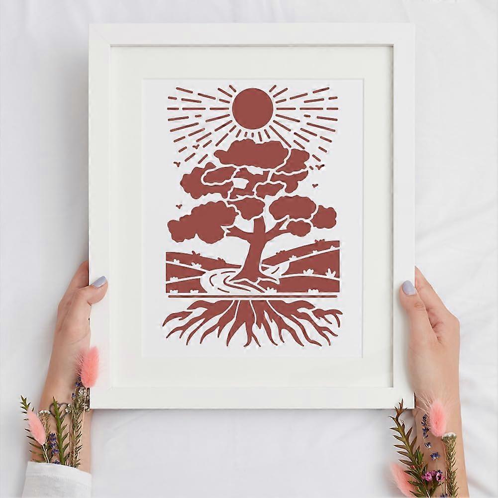 Tree Sun Painting Stencil 11.69x8.27 Inch Reusable Craft Stencils ...