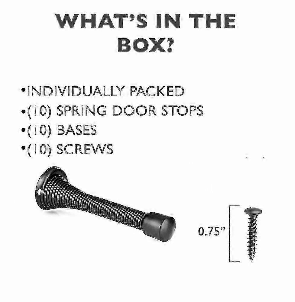 10 Pack Of Spring Door Stops Black - 3 Inch Heavy Duty Door Stop ...