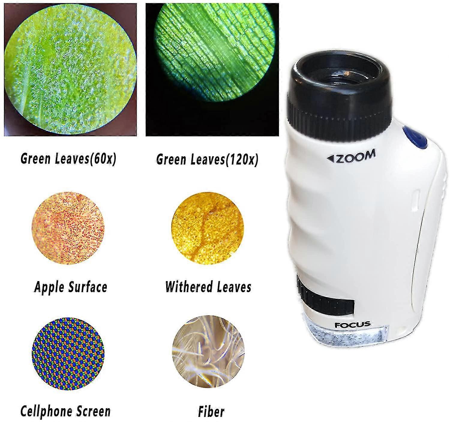 Pocket Microscope For Kids Adults,stem Handheld Microscopes 60x-120x ...