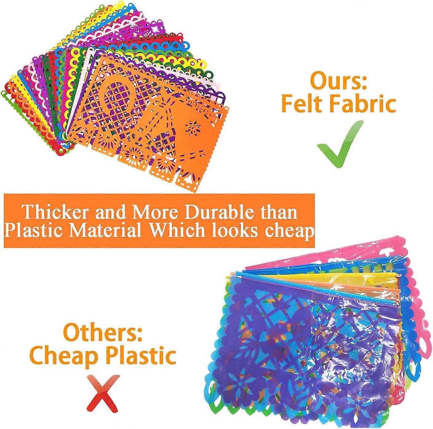 18pcs Papel Picado Banner Decorations Large Felt Mexican Fiesta Banners ...