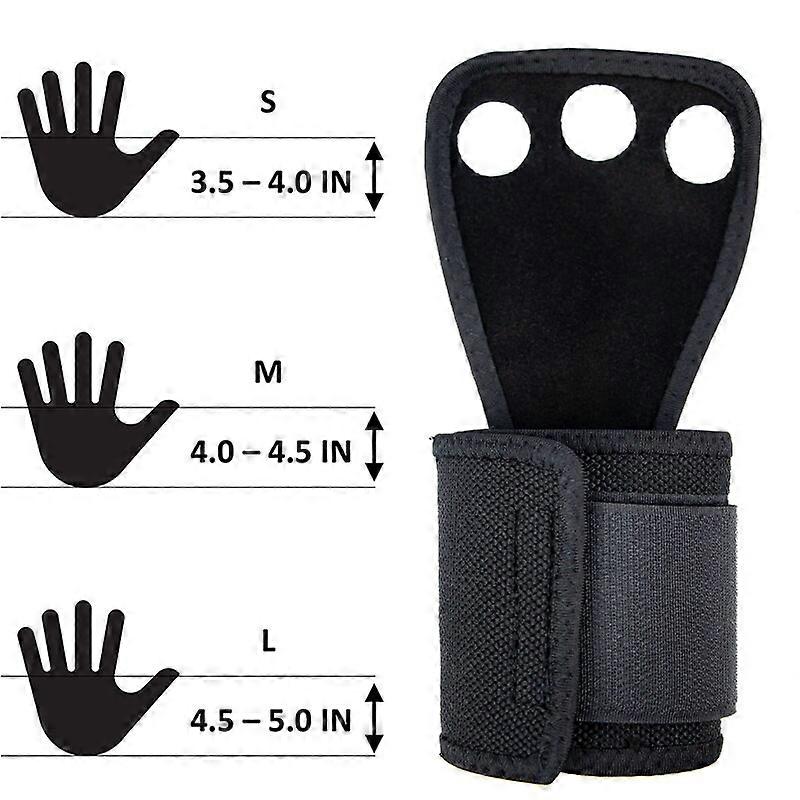 Gym Weightlifting Gloves 3 Holes Cowhide Leather Hand Grips Artistic ...