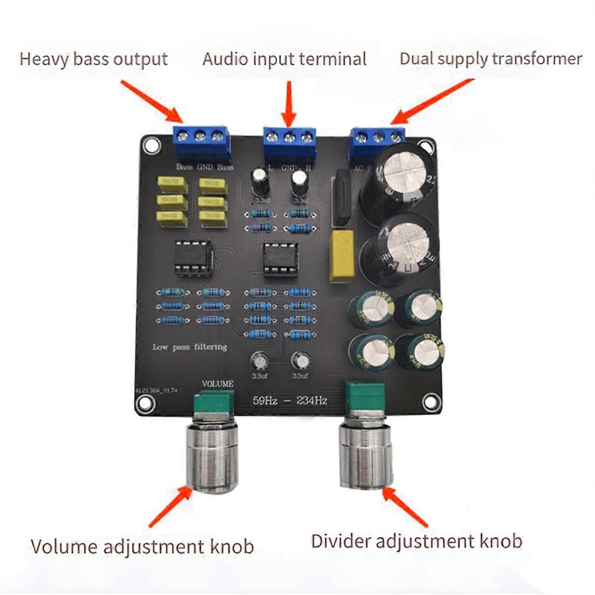 59Hz-234Hz Low-Pass Filter Super Bass Crossover Board AC9V-12V Dual ...