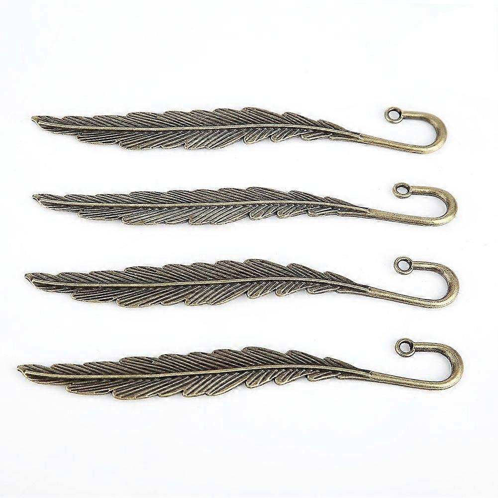 12Pcs Antique Feather Shape Bookmarks Bronze Metal Book Mark Handmade ...