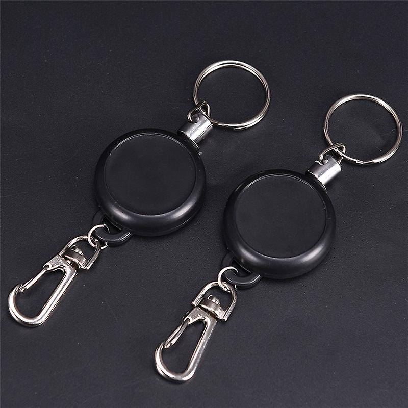 Retractable Key Chain Reel Steel Cord Recoil Belt Ring Badge Pass Id ...