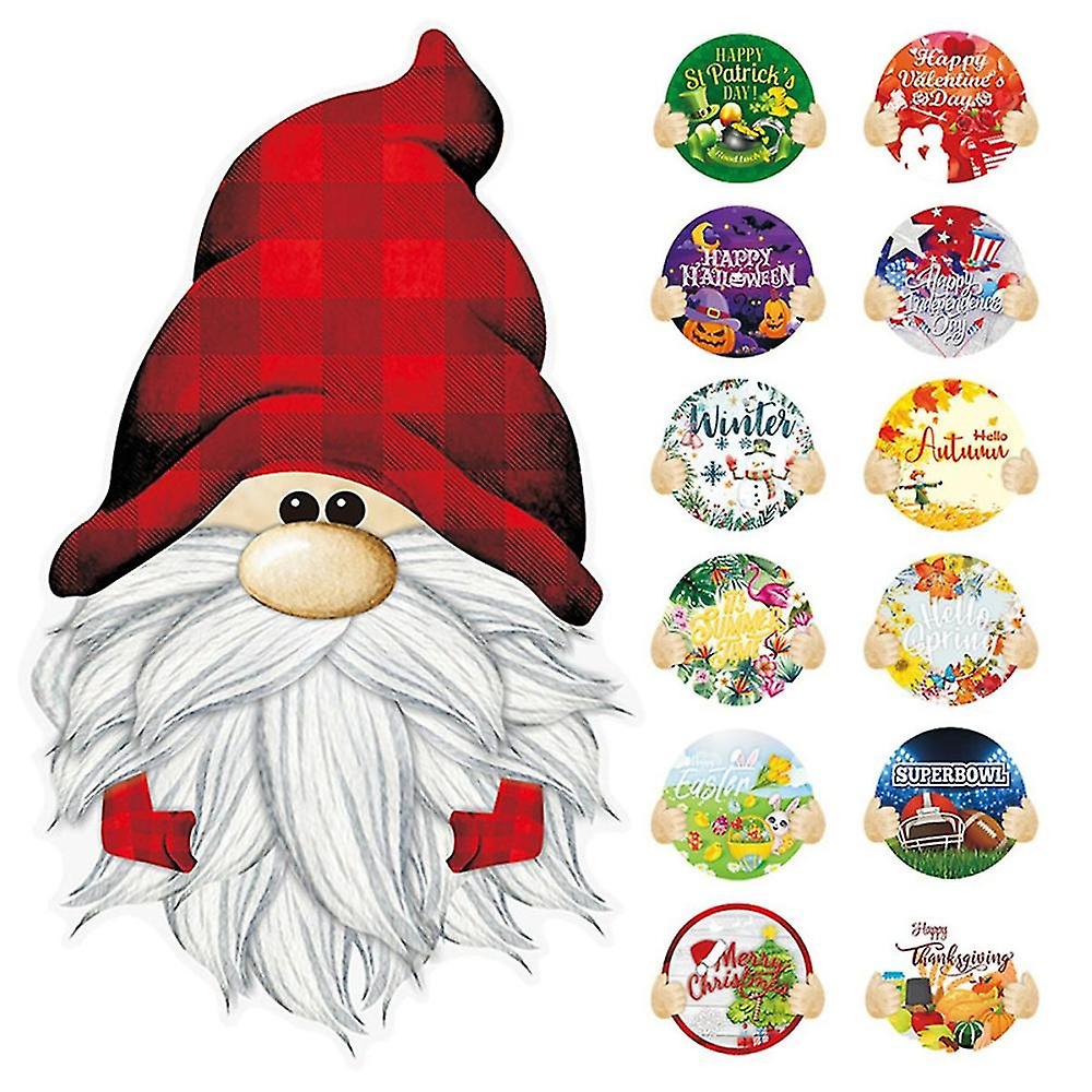 Christmas Wooden Hanging Sign Red Hat Dwarf Can Replace The Wall ...