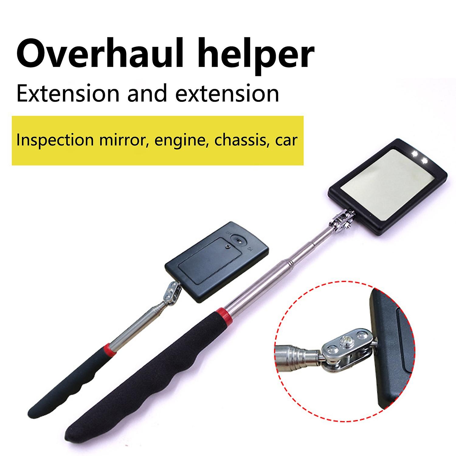 Inspection Mirror with LED Light 360-degree Rotation Telescopic Rod ...