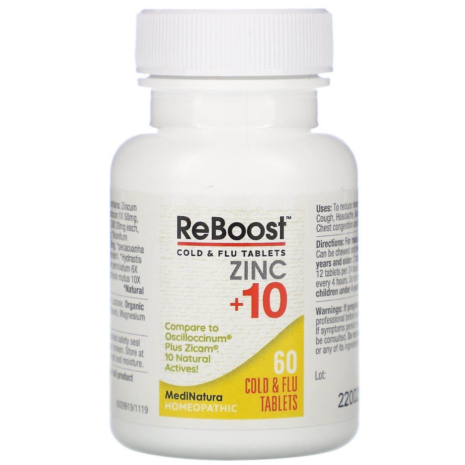MediNatura, T-Relief, ReBoost, Cold & Flu Tablets, Zinc +10, 60 Tablets ...