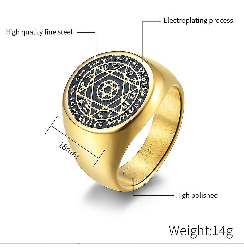 Hexagram The Seal Of The Seven Rings Stainless Steel Solomon Seal Ring ...