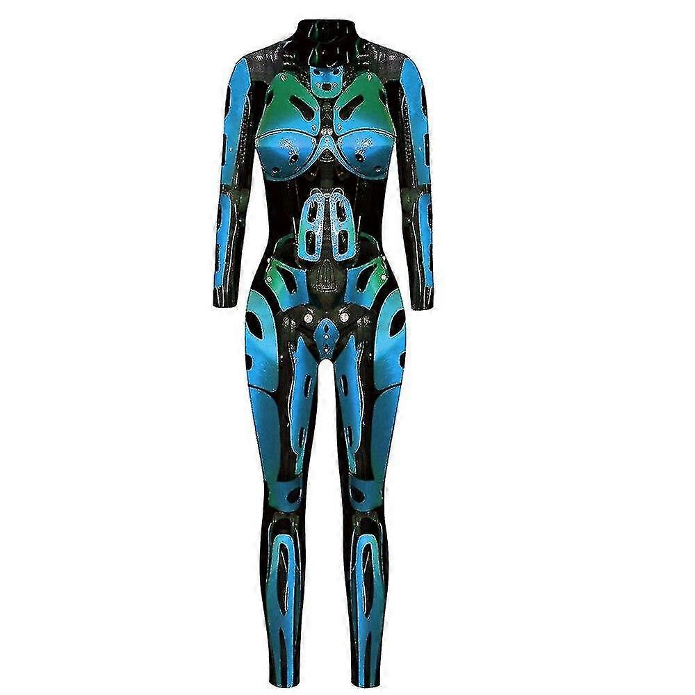 Women Halloween Punk Robot Cosplay Costume Fancy Dress Jumpsuit ...