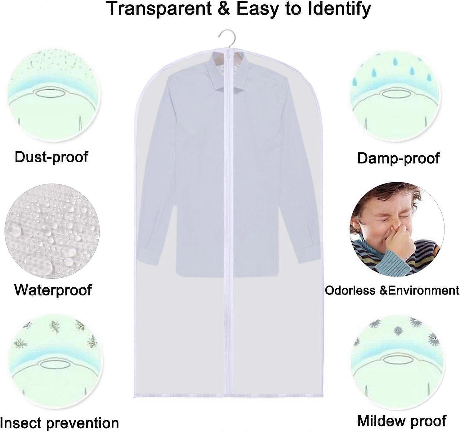 Set of 12 garment covers, long, 60 x 120/100 cm, transparent suit cover ...