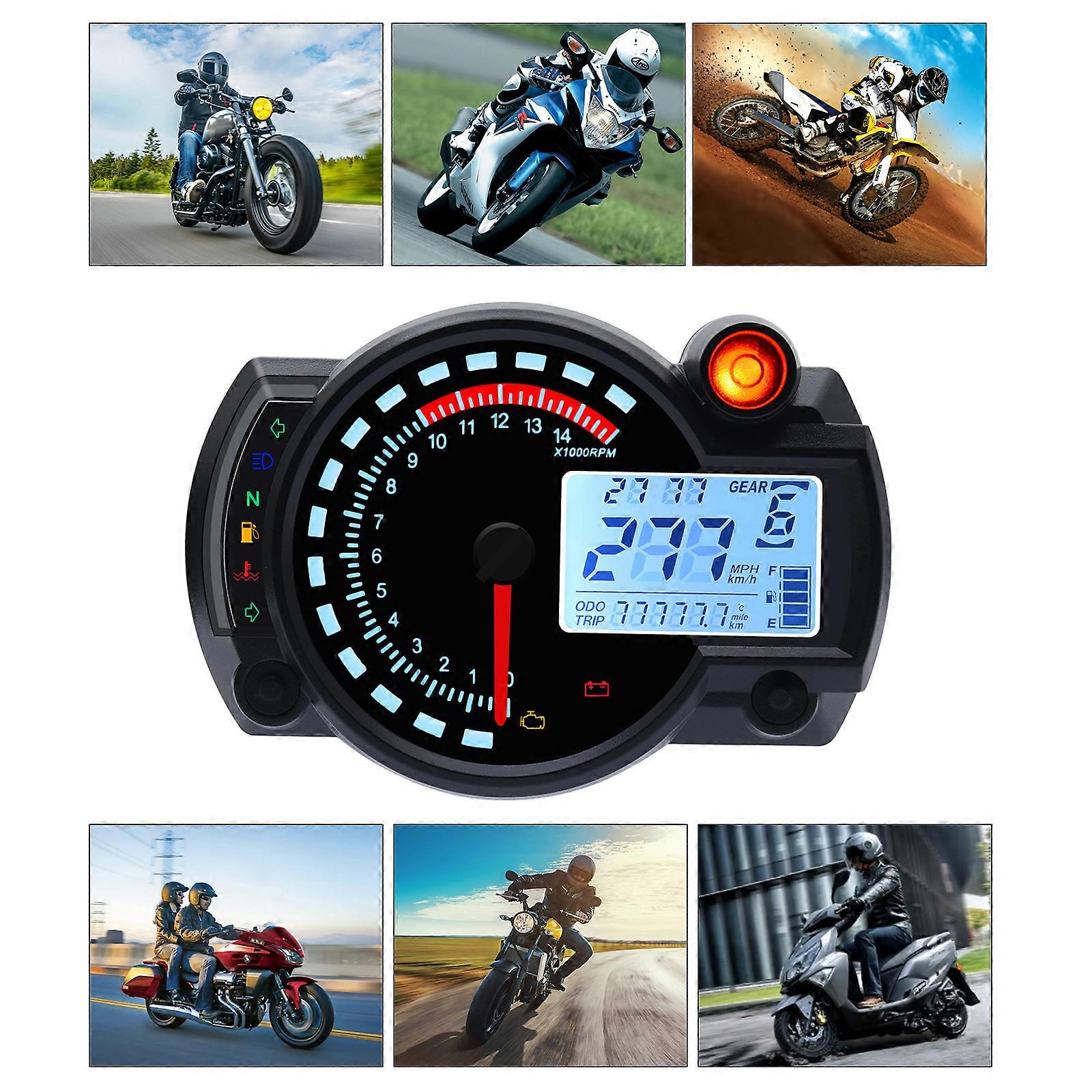 RX2N Tachometer Fuel Meter Motorcycle Speedometer LCD Digital ...