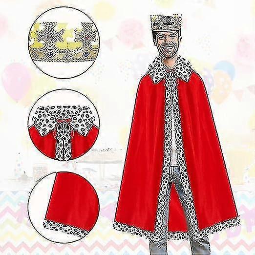 2 Pcs Adults King Costume King Robe and Crown Red Queen Velvet Royal ...