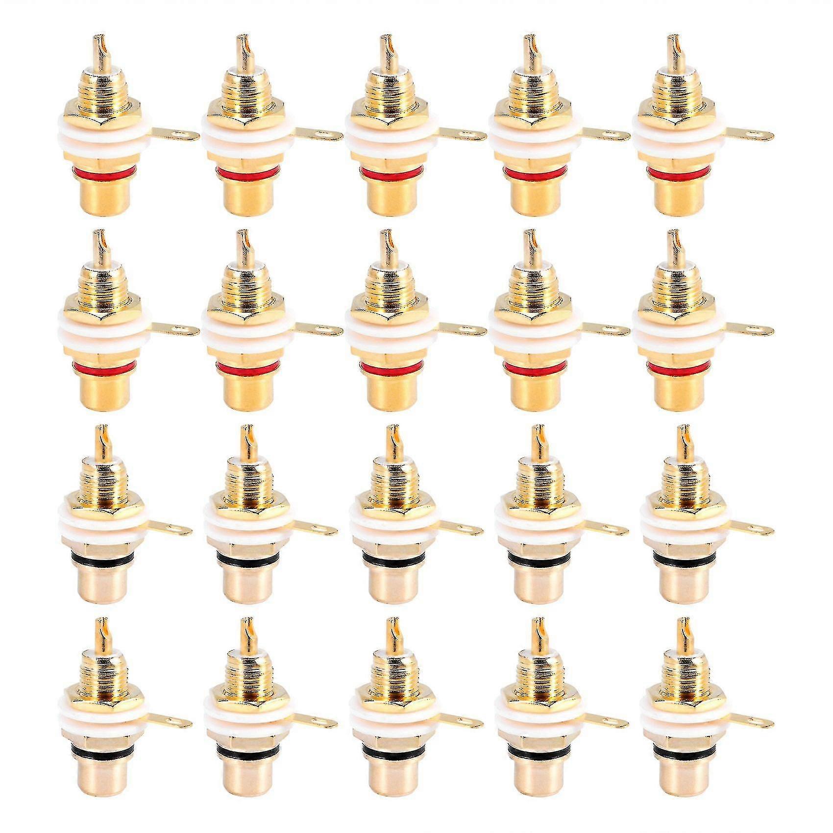 20pcs Gold Plated Rca Terminal Plug Female Socket Chassis Panel ...