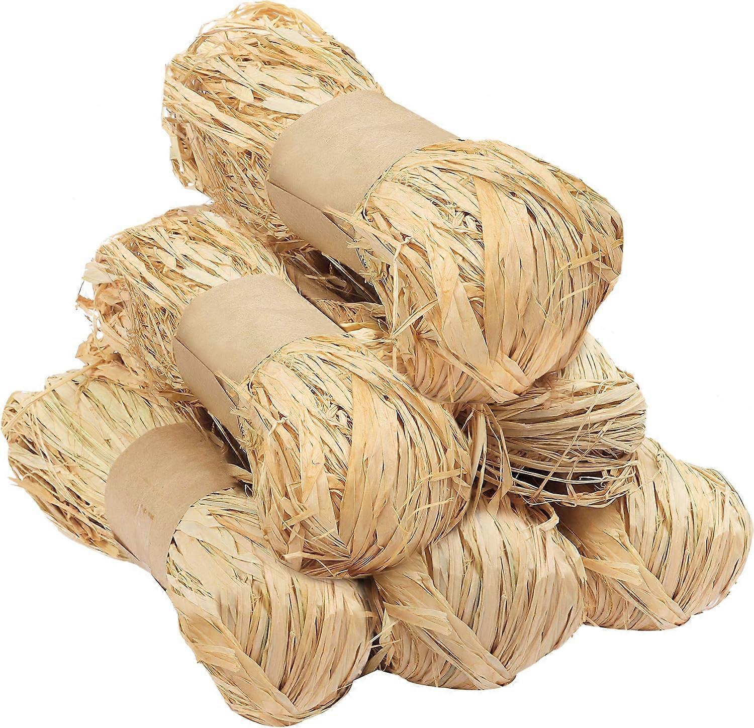 Raffia Ribbon, Natural Decorative Cord, Tying Raffia (Pack of 6) - 50g ...