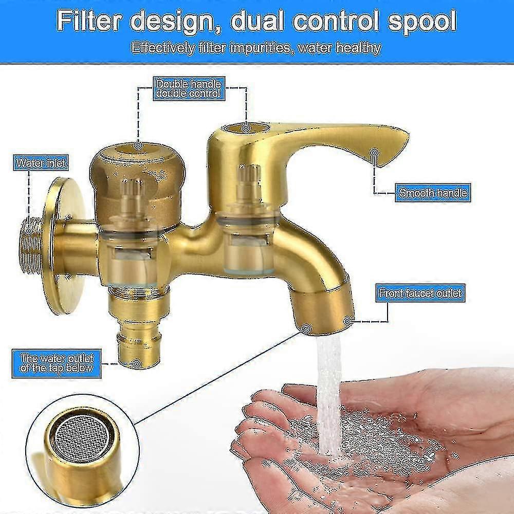 2024 Double Faucet 1/2" Garden Brass Outdoor Faucet Garden Frostproof ...