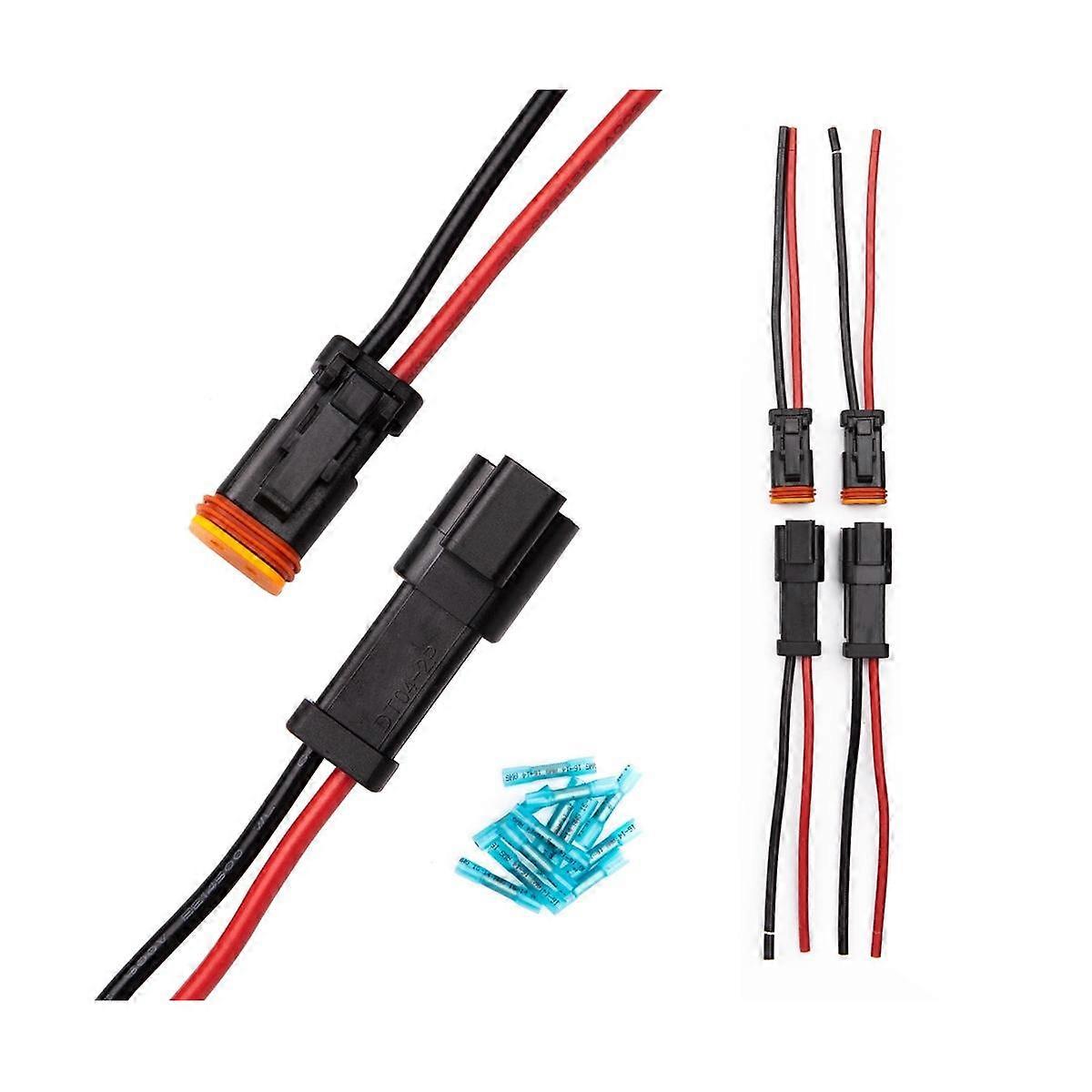 6 Pair DT 2 Pin Pigtail Kit Male Female Connector Adapter Socket Wiring ...