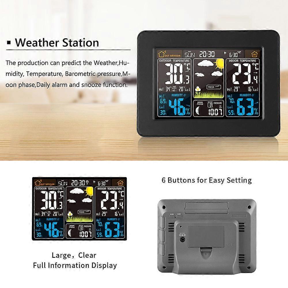 FJ3365 Color Weather Station Indoor/Outdoor Wireless Temperature ...