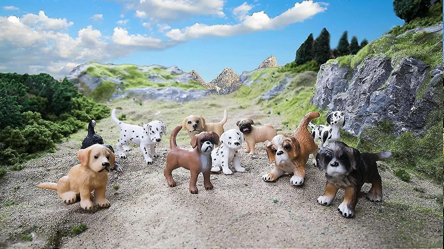 10pcs Dog Figurines Playset, Realistic Detailed Plastic Puppy Figures ...