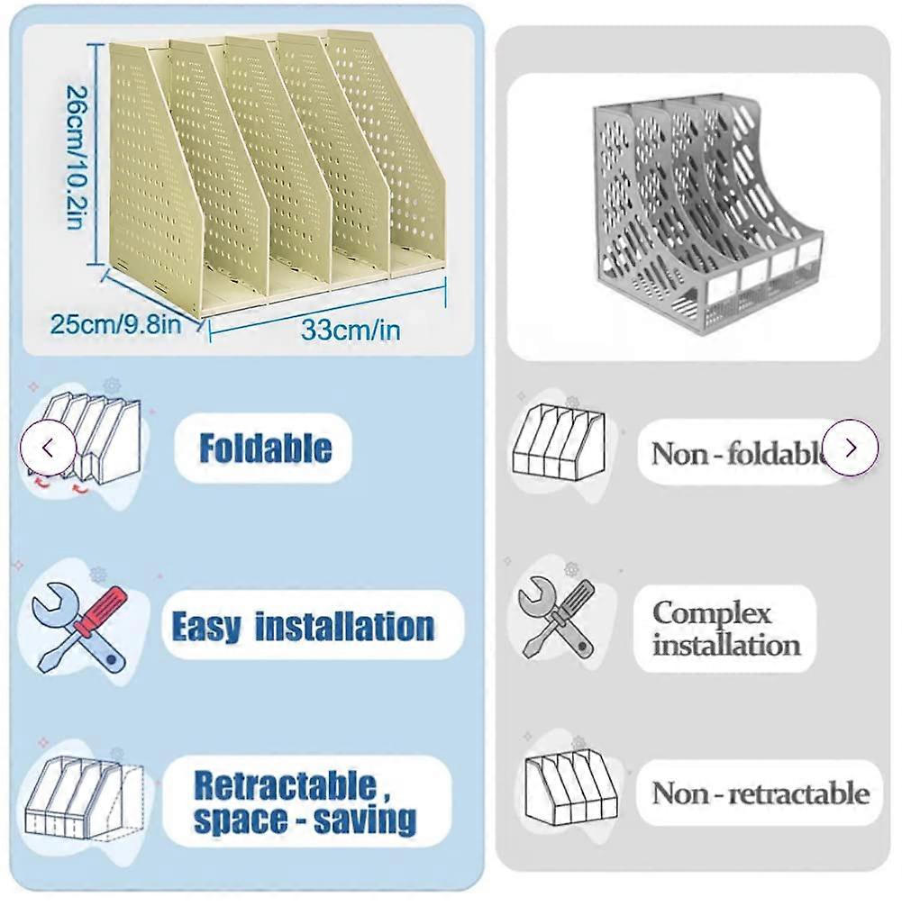 Collapsible A4 Lever Arch File Racks, 4-Sections Magazine File Rack ...