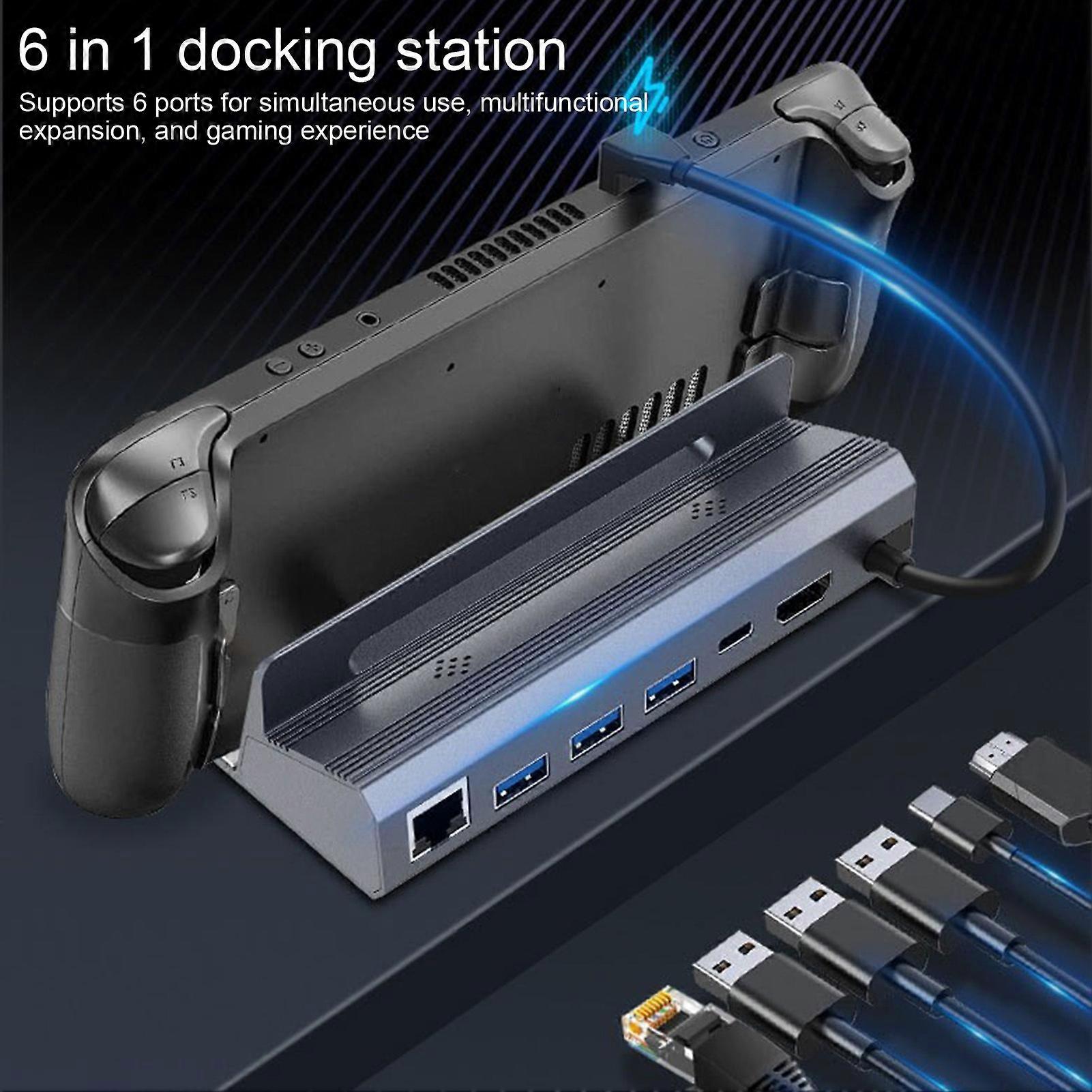 Steam Deck Dock High Speed 4K 60Hz 1000Mbps Dataöverföring Multiport 6 ...