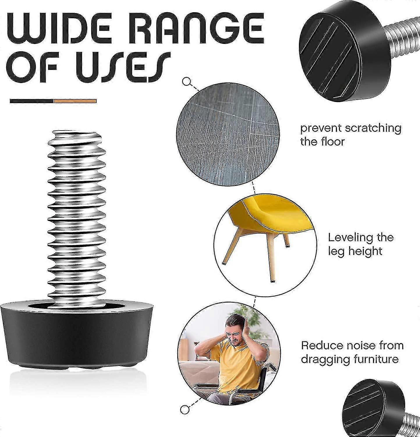 1/4-20 Unc Thread Adjustable Furniture Levelers Screw Foot Levelers ...