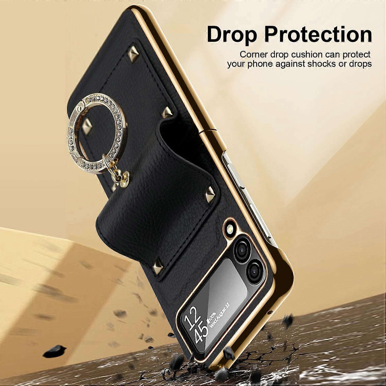 GKK Ring Holder PU Phone Case For Samsung Galaxy Z Flip4 5G | Fruugo UK