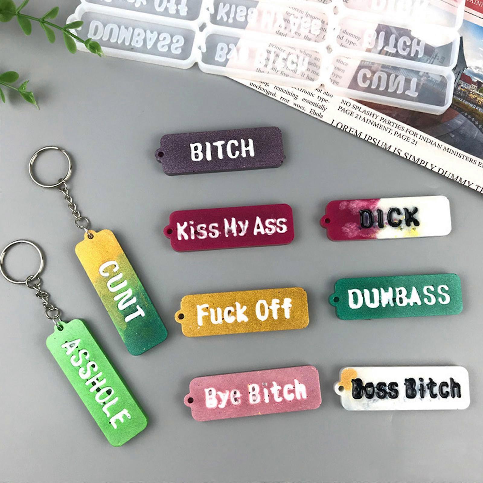 3-piece Set English Alphabet Keychains DIY Epoxy Craft Pendant Jewelry ...