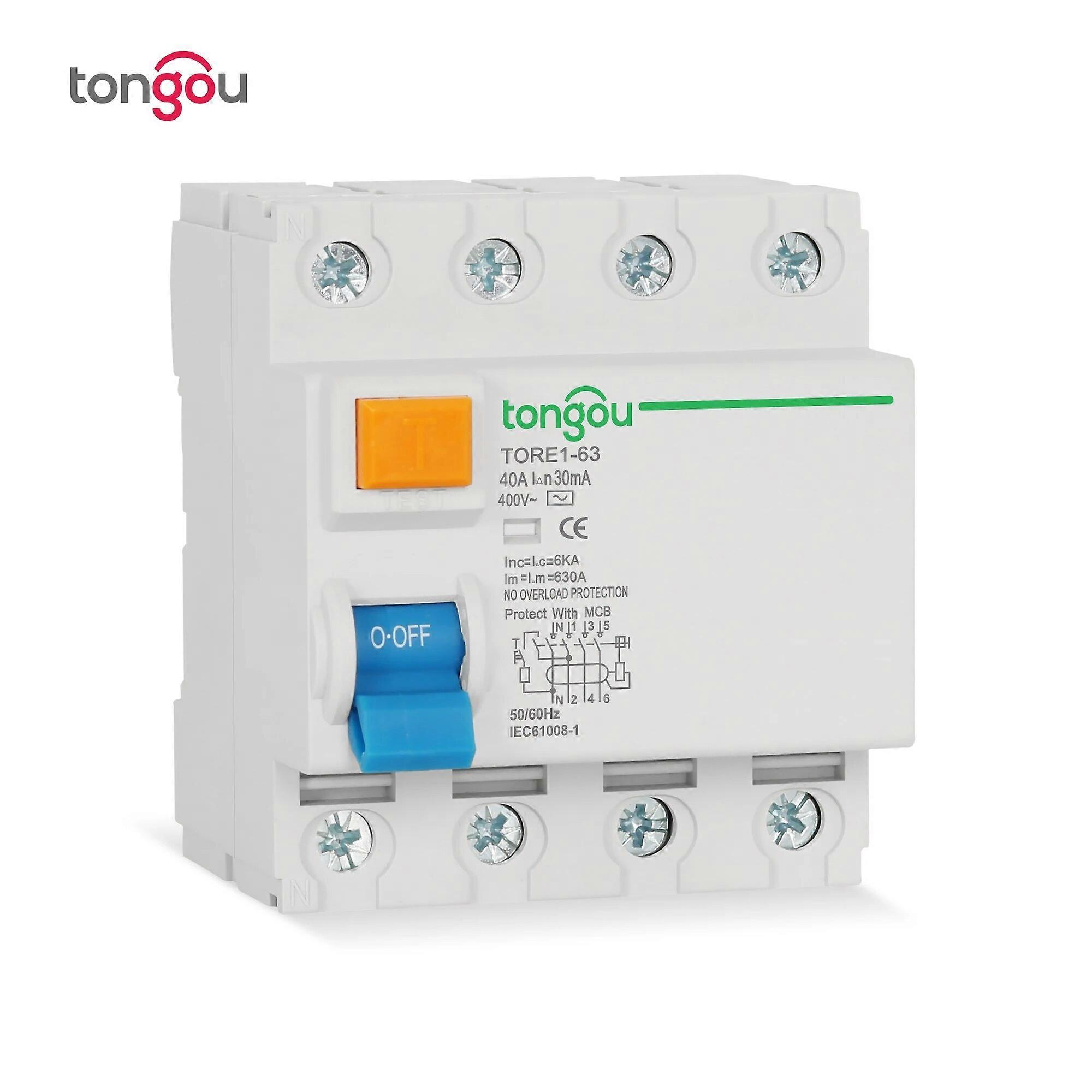 4P 16A 63A 10mA 30mA 100mA 6KA RCCB RCD 400V Electromechanic Residual ...