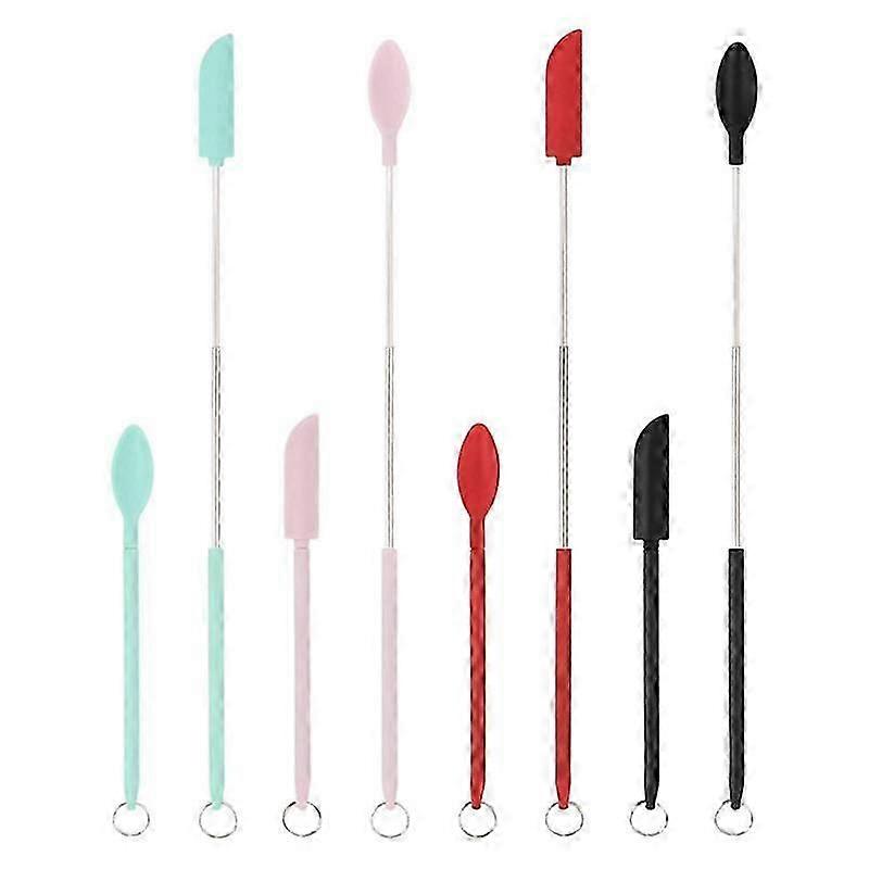 8 Pcs Mini Silicone Telescopic Spatula and Scooping Spoon, Mini Spatula ...