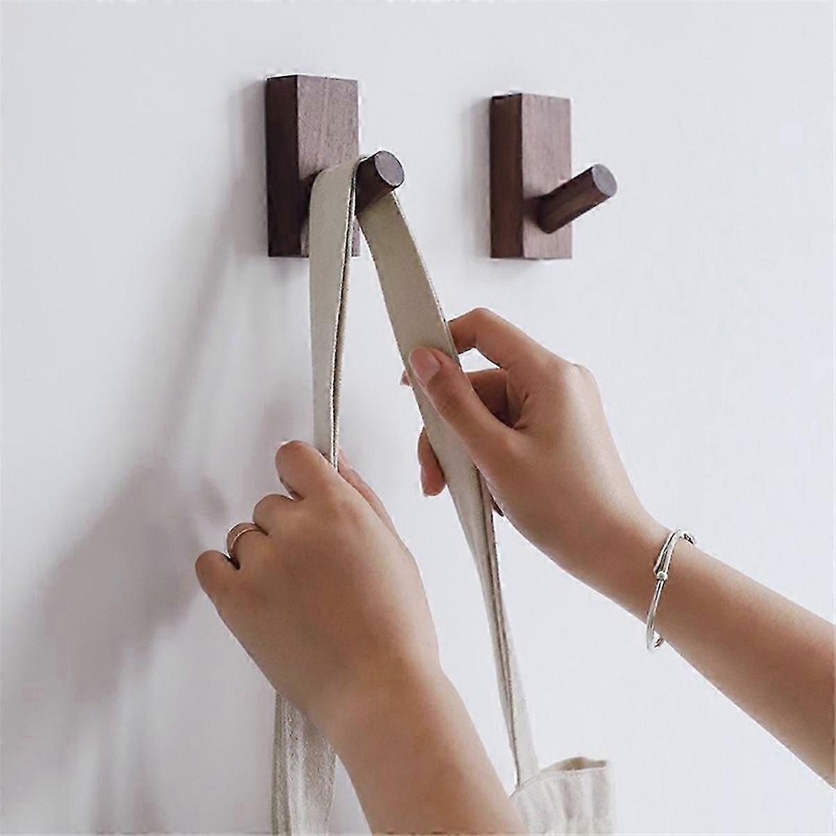 Simple Solid Wood Hooks Clothes Hangers Bathroom Wall Hooks Bedroom ...