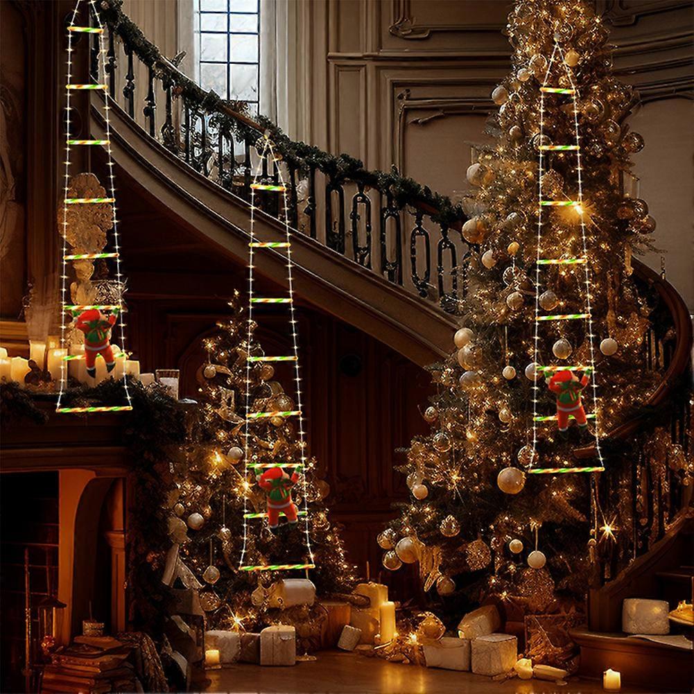 Climbing Ladder Santa Claus LED Lights 8 Modes Lighting Santa Plush ...
