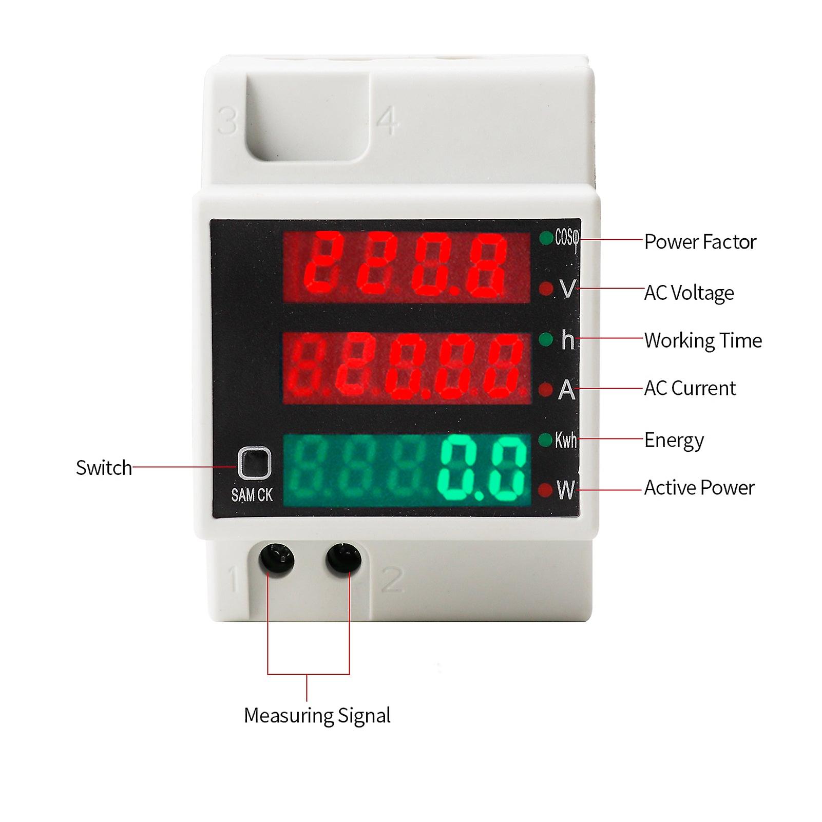 Ac80-300v 100a digital energy meter din rail multimeter electric power ...