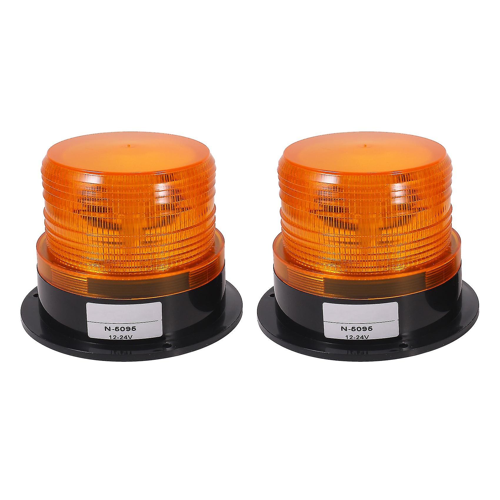 2 X Amber Led Beacon Strobe Emergency Flashing Light Warning Lamp Truck ...