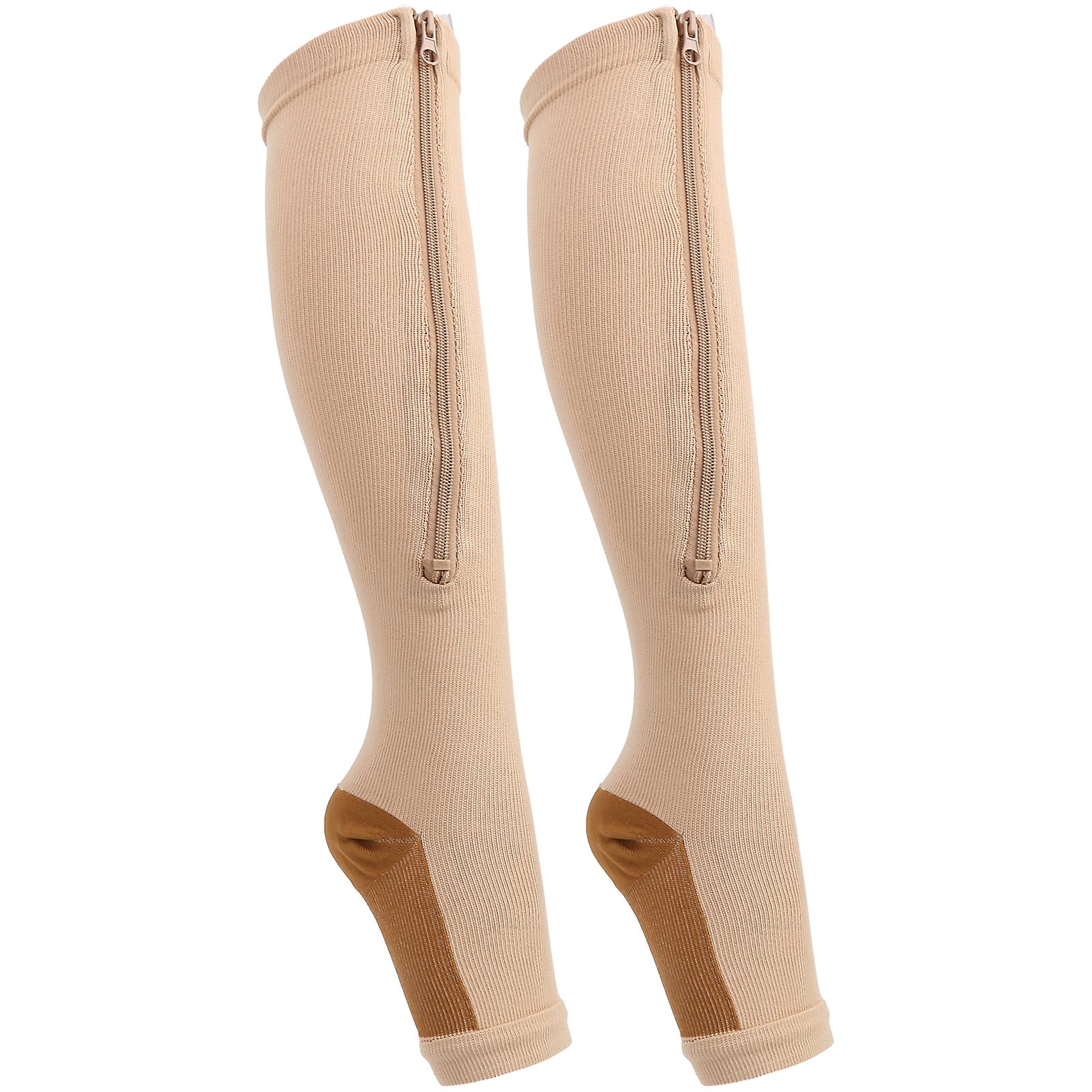 Open Toe Stockings,1Pair Zipper MidCalf Length Compression Stockings ...