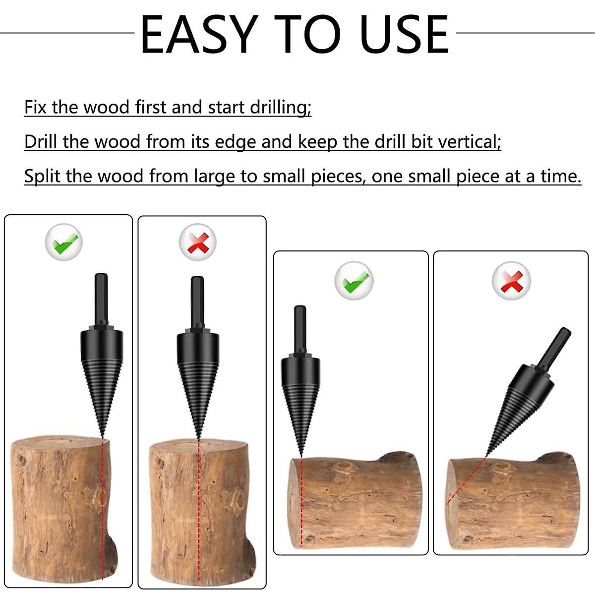 Firewood Log Splitter Drill Bit Removable Wood Splitting Drill Bit,32MM ...
