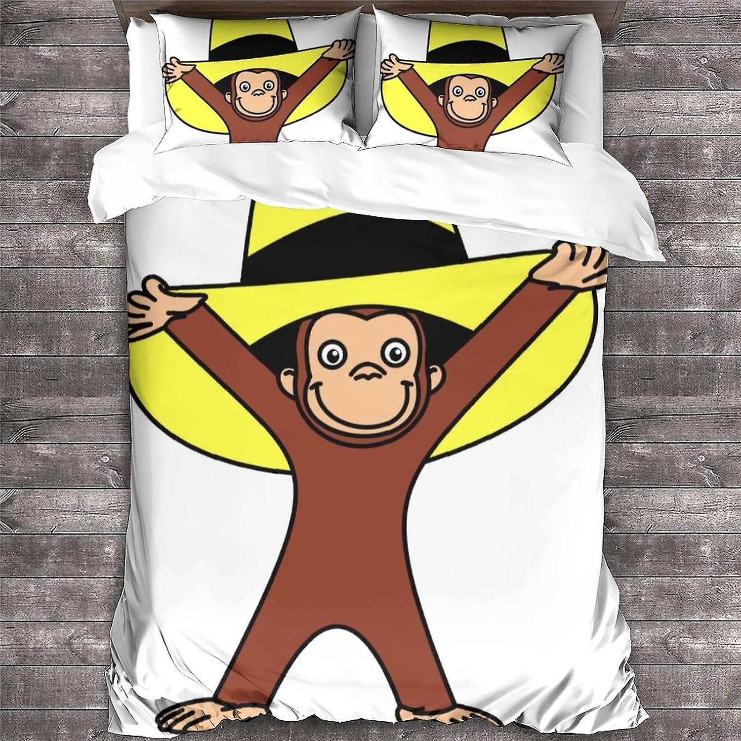 Curious George 3D for Childrens And Adults Printed Duvet Cover Set with ...