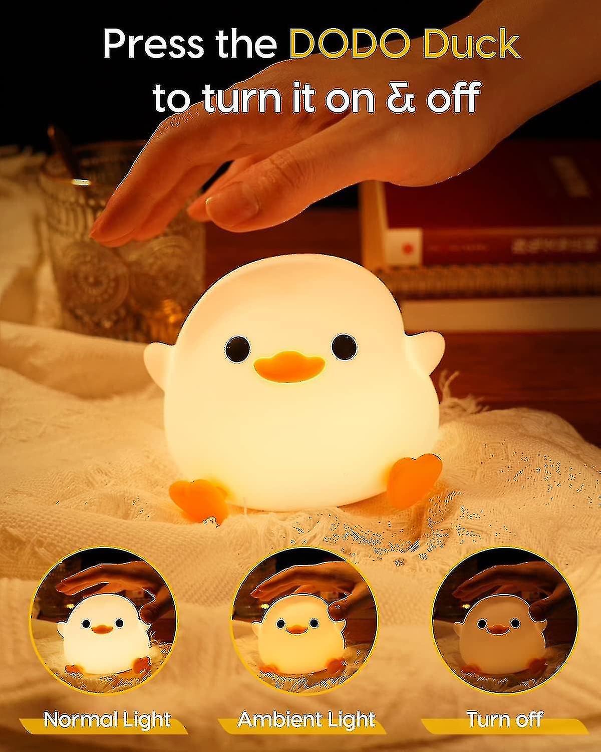 Dodo Duck Night Light, Cute Duck Lamp, Silicone Dimmable Nursery ...
