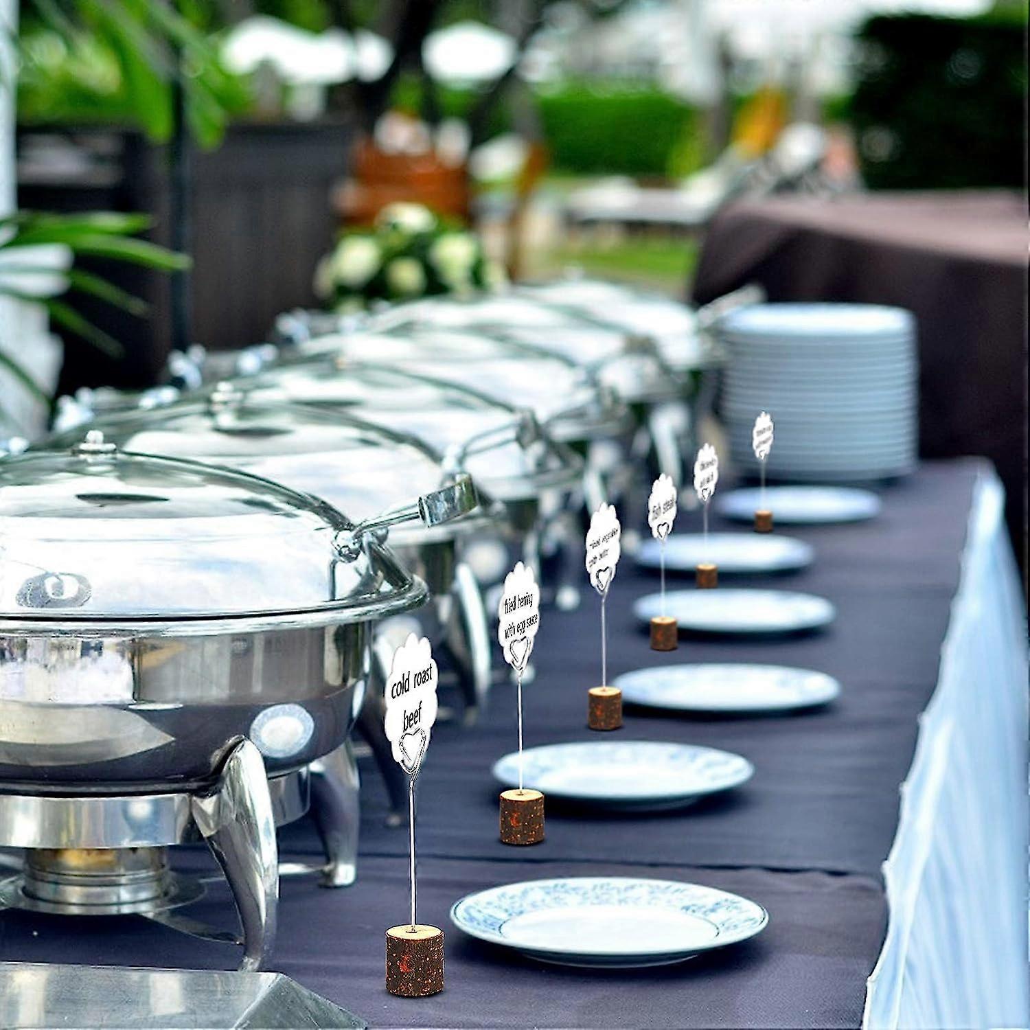 Set of 10 Place Card Holders with Photo Holder, Wooden Base, Heart Clip ...