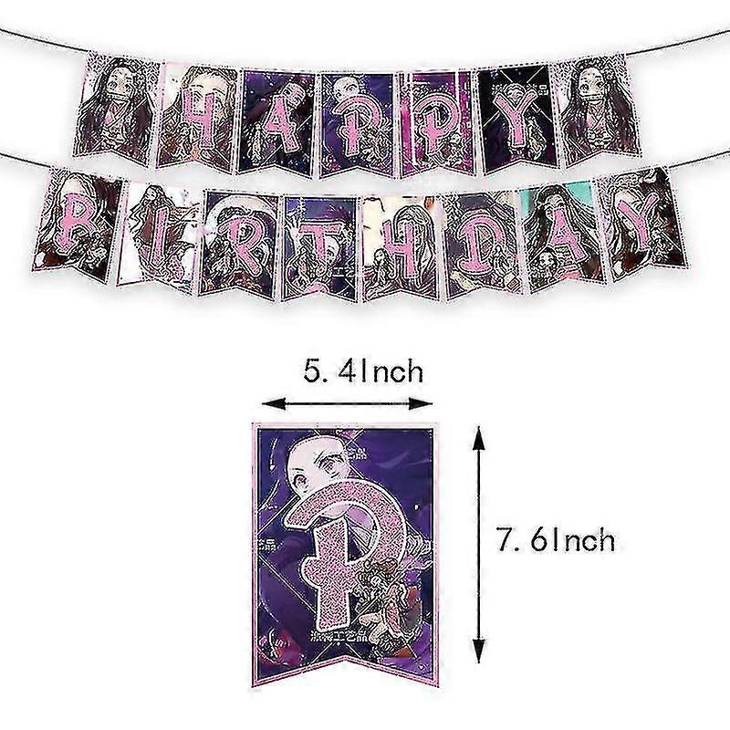 Anime Demon Slayer Balloon Banner Cake Toppers Set Kids Birthday Party ...